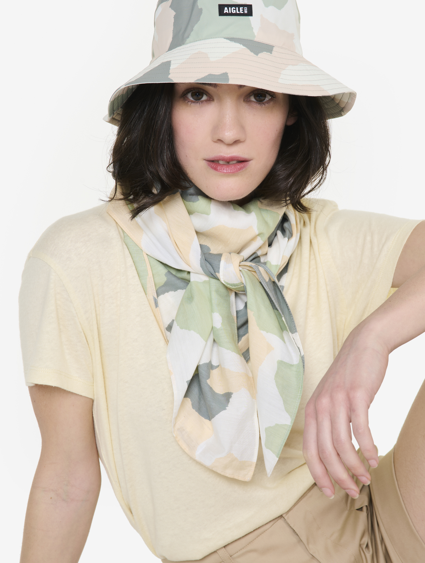 Crew neck cotton linen t-shirt aigle-storefront-catalog-fr | AIGLE